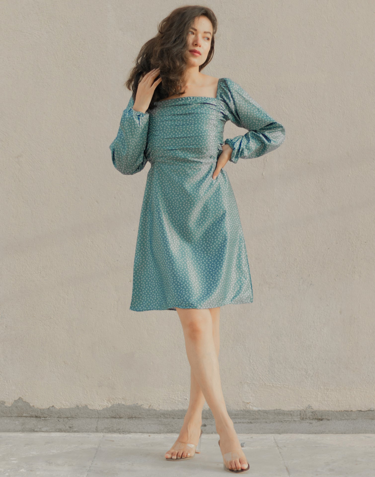 Light Blue Drawstring Dress | Leemboodi