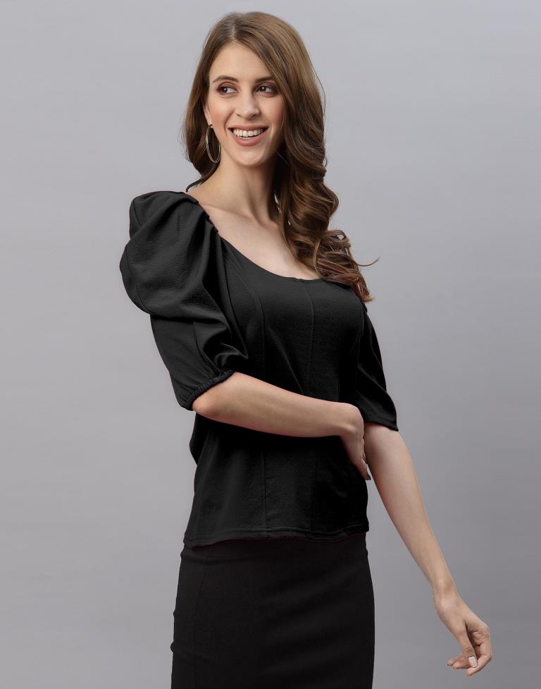 Black Puff Sleeve Top | Leemboodi