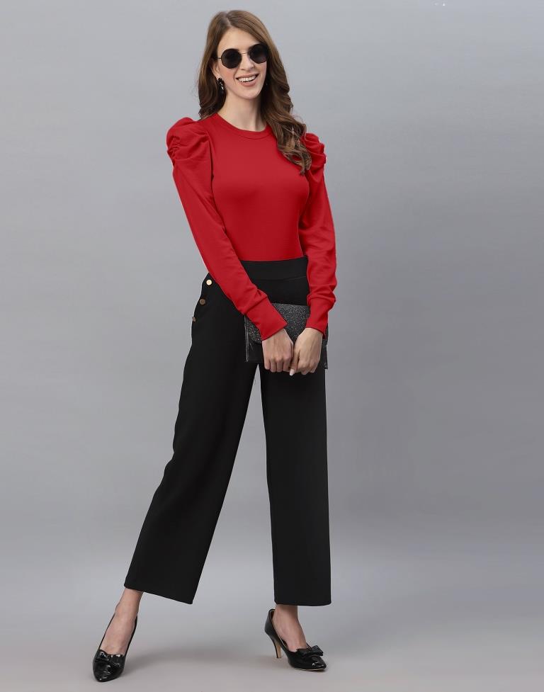 Red Puff Sleeve Top | Leemboodi
