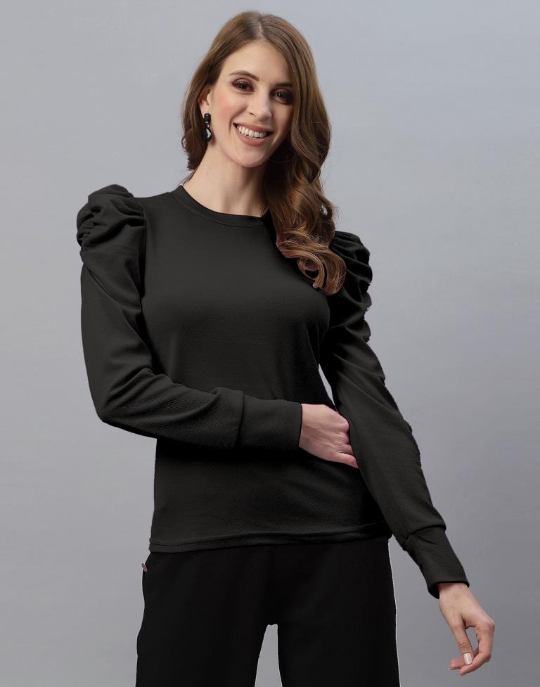 Black Puff Sleeve Top | Leemboodi